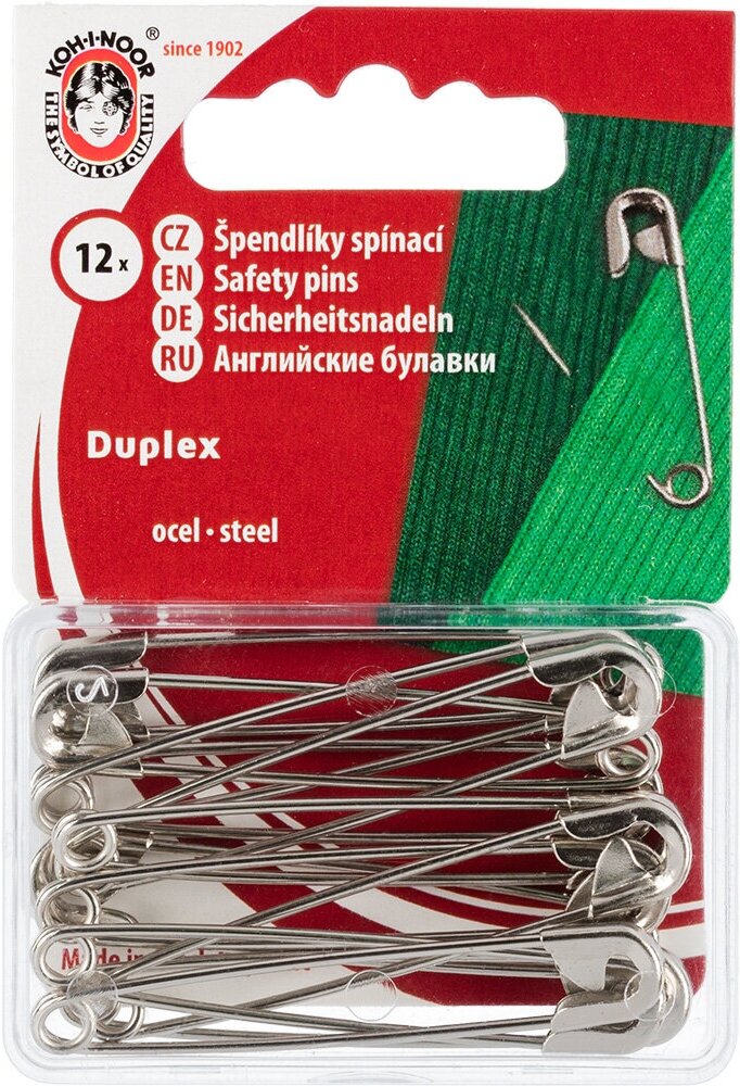 KOH-I-NOOR булавки английские 50 мм никель, пластиковая упаковка, европодвес, 12 шт