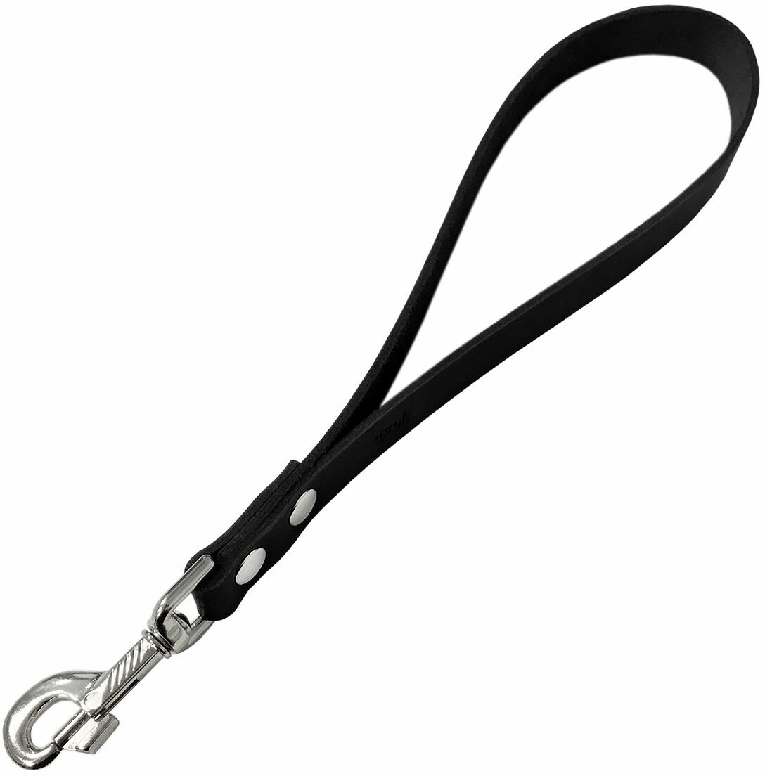 Водилка-ручка кожаная для крупных собак, хром, ширина 20 мм, длина 40 см, 78-0253