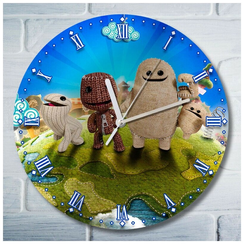 Настенные декоративные часы УФ с ярким рисунком, диаметр 28см игры LittleBigPlanet (PS, Xbox, PC, Switch) 5061