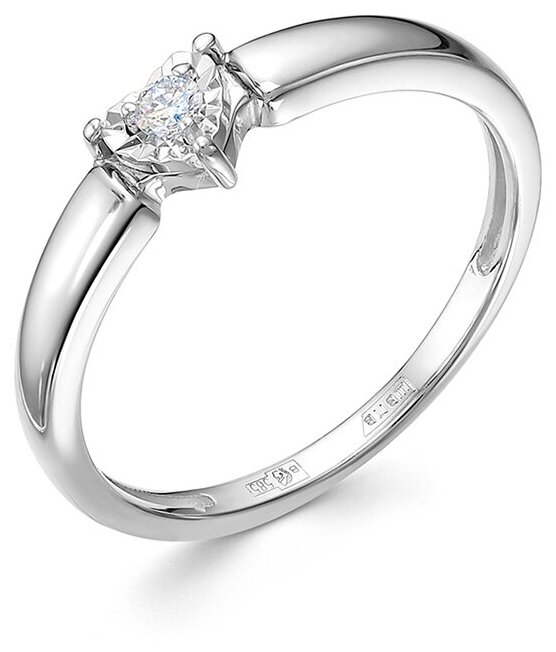 Кольцо, белое золото, 585 проба, родирование, бриллиант