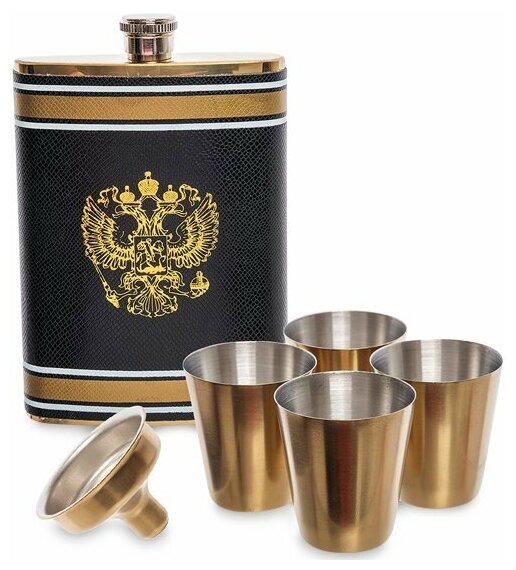 Подарочный набор фляжка 200 мл со стопками Герб GT-76 113-65927