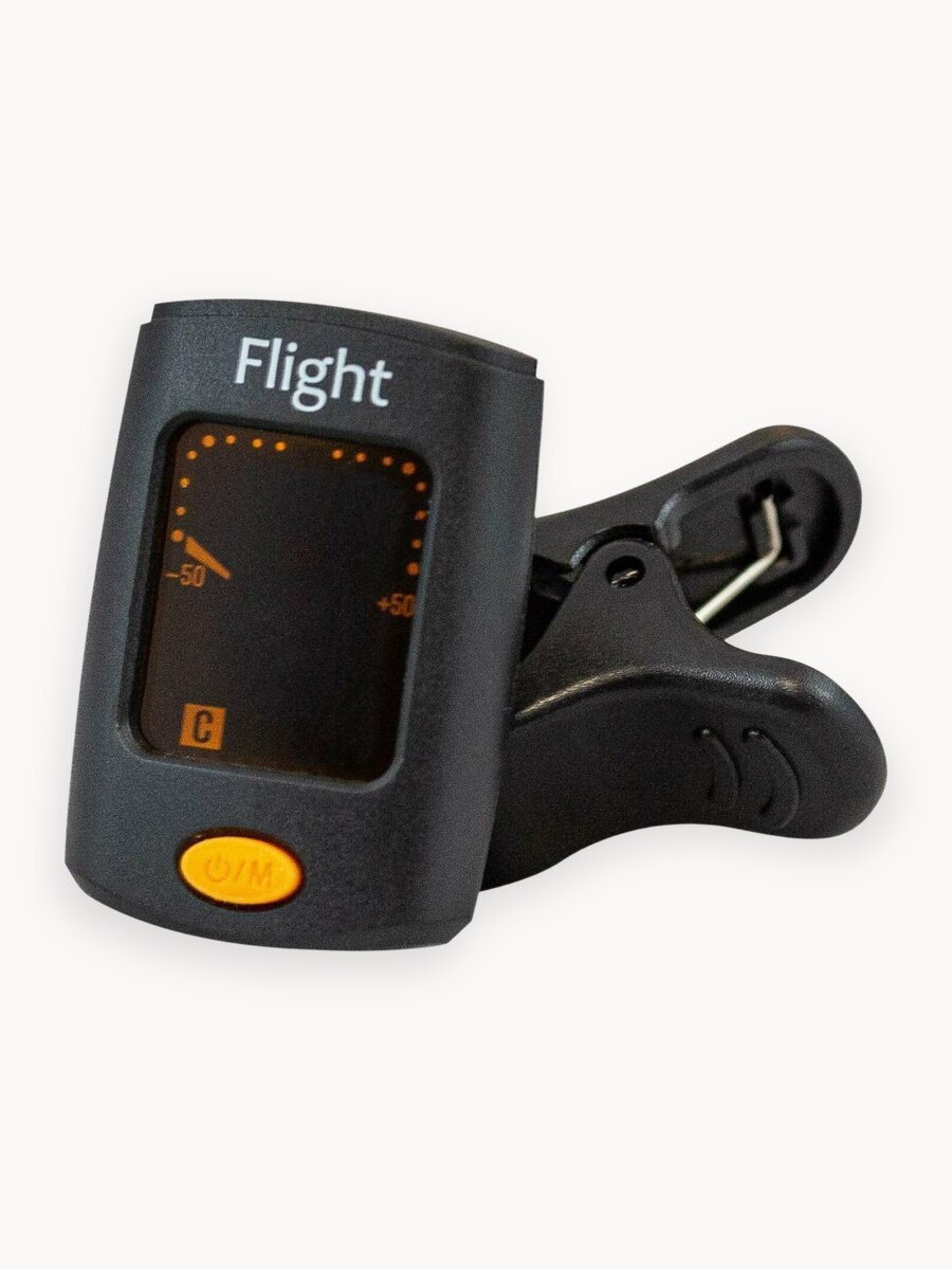 FLIGHT FTC-21 хроматический тюнер-прищепка. Режимы работы: хроматический/гитара/басгитара/скрипка/укулеле C/укулеле D