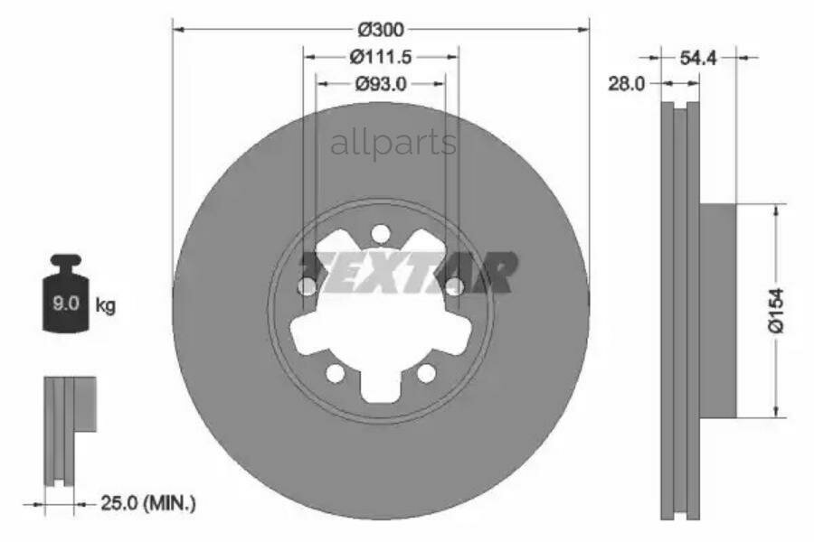 TEXTAR 92151903 Диск тормозной передний с покрытием PRO FORD/FORD AUSTRALIA TEXTAR 92151903
