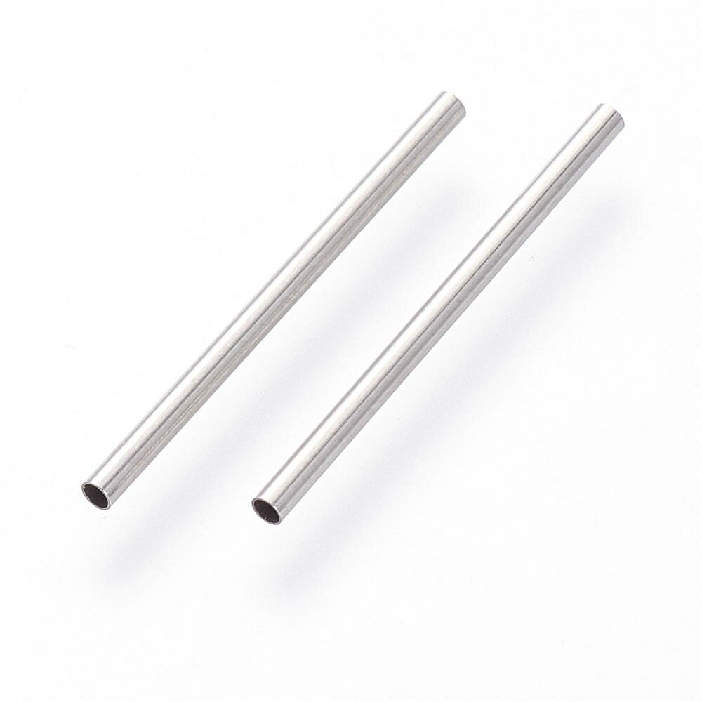 Бусина металлическая, 25х1.5мм, трубочка гладкая, базовый материал - нержавеющая сталь, без покрытия, 20 шт.