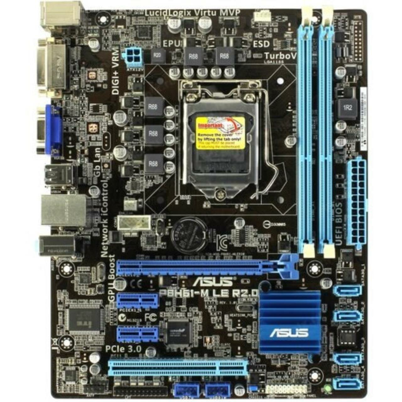 Материнская плата ASUS P8H61-M LE LGA 1155 < H61 > PCI-E+Dsub+DVI GbLAN SATA MicroATX 2DDR3