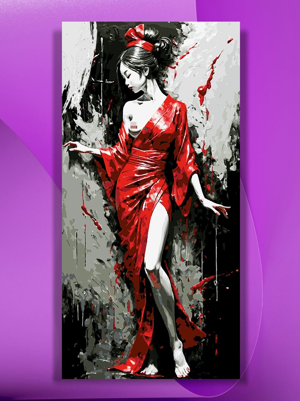 Картина по номерам на холсте Гейша, 30 х 60 см