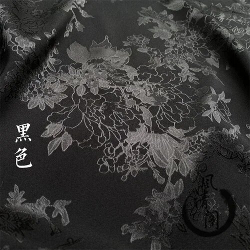Парчовая ткань пиона 1,45 м х 1 м Черный, 28 black
