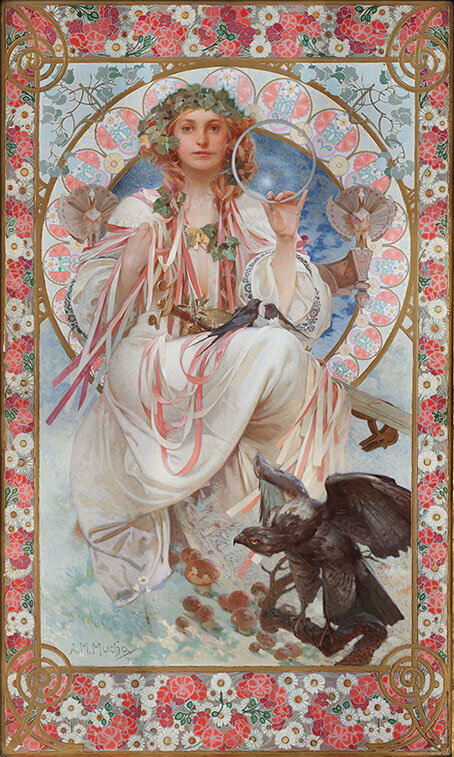 "Славия", Муха Альфонс, картина для интерьера (репродукция) (40х67 см / на подрамнике)