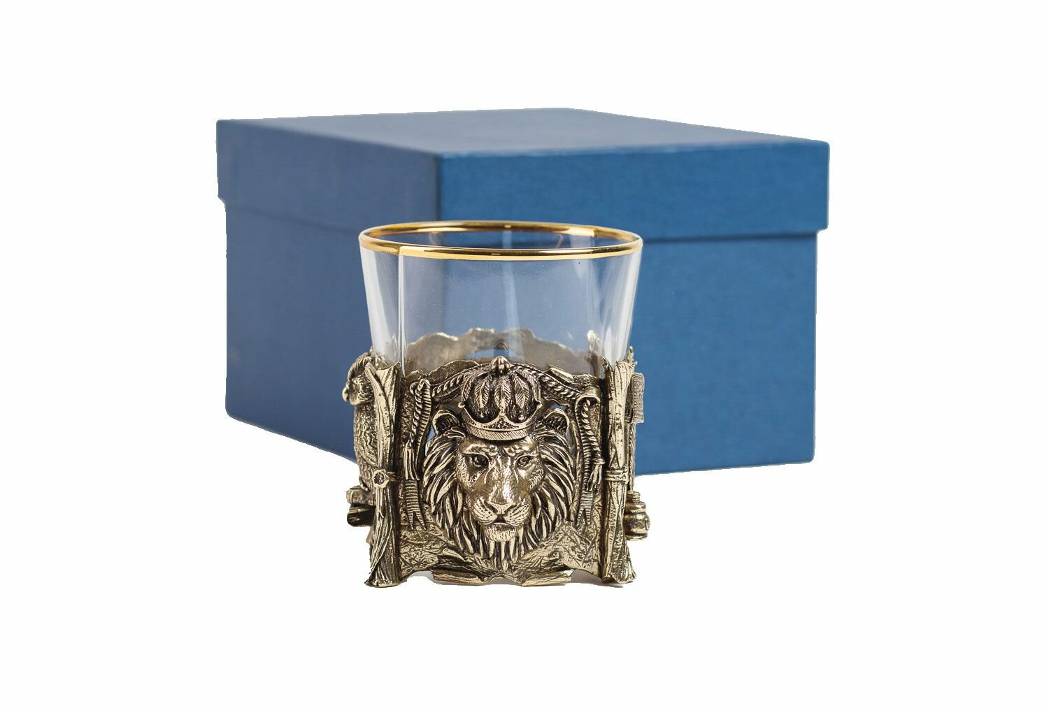 Бокал для виски подарок руководителю Лев. художественное литье в подарочной коробке. Авторская работа Россия.