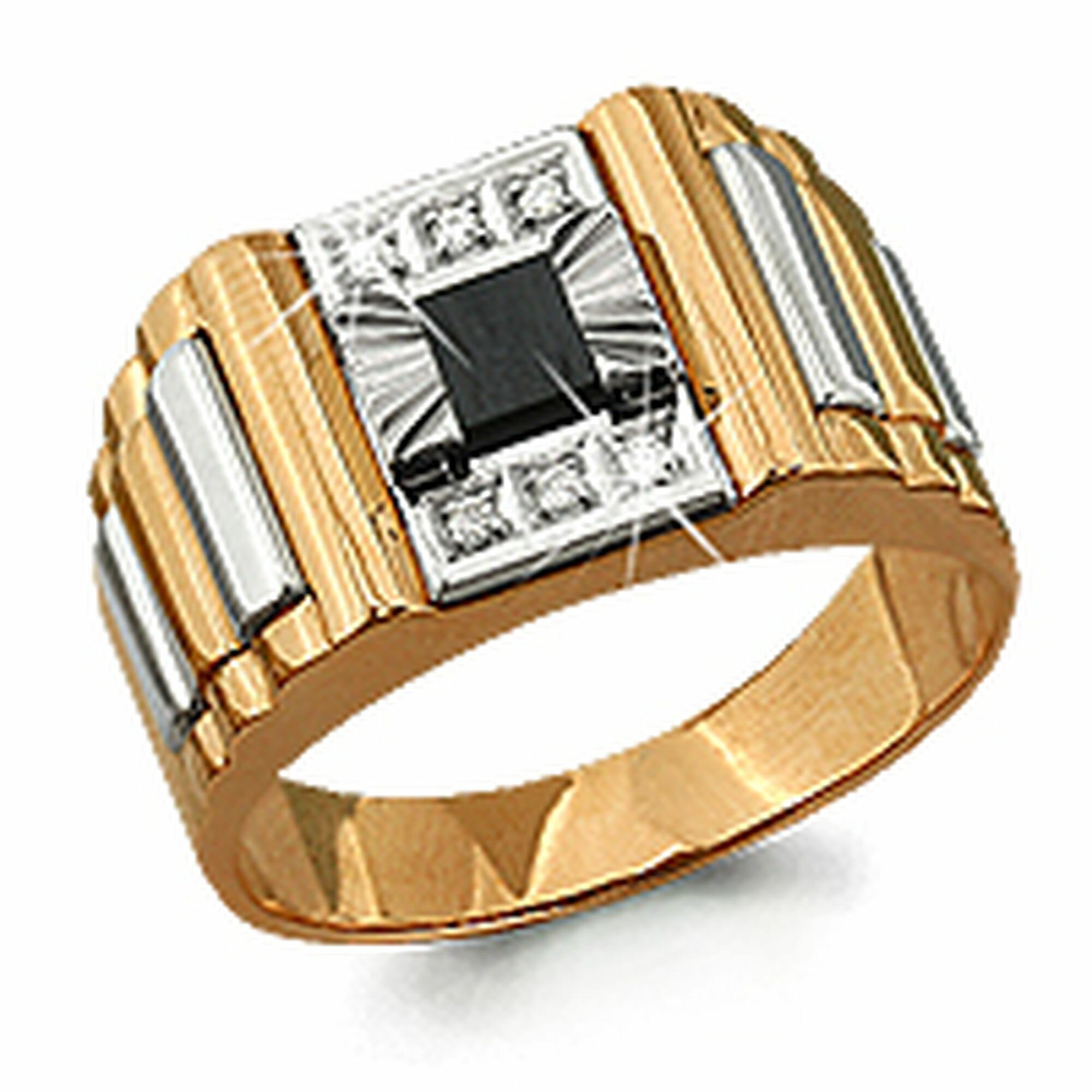 Печатка, красное золото, 585 проба, фианит