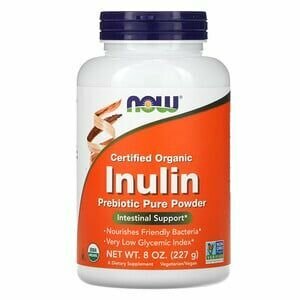 NOW Foods Inulin Prebiotic - Сертифицированный органический инулин, пребиотик в чистом порошке 227 грамм