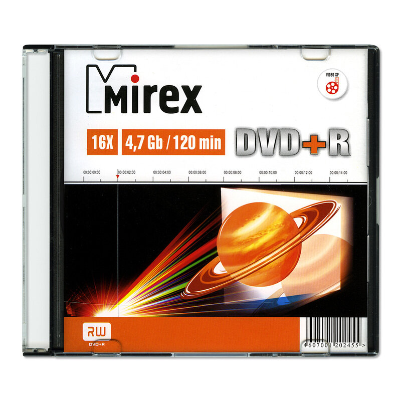 Диск DVD+R Mirex 4.7 Gb, 16x, Slim Case (1), (1/200)