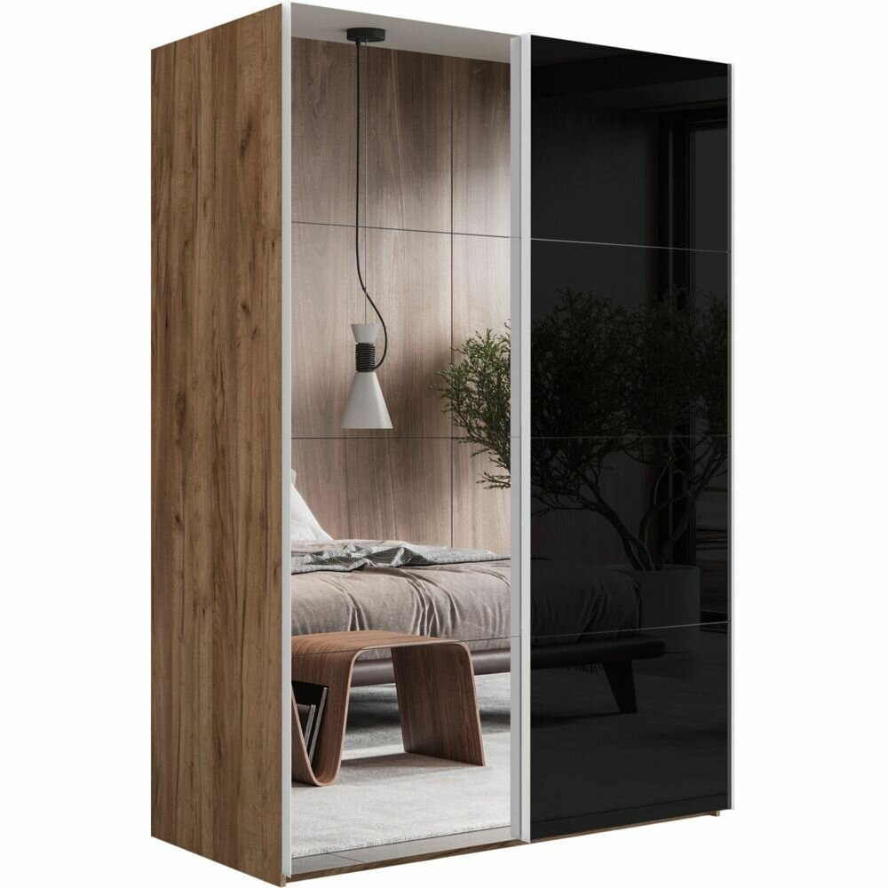 Шкаф-купе Эста 1,6, 2,2м зерк/черн стекло