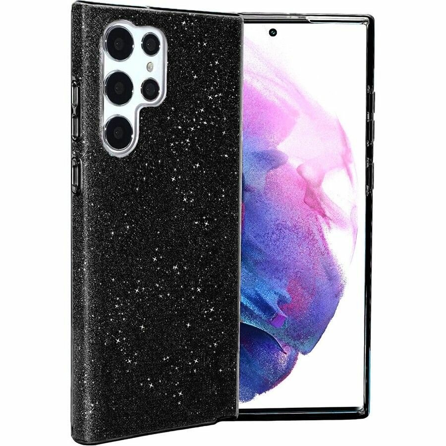 Силиконовая противоударная накладка Diamond для Samsung S23 Ultra черный