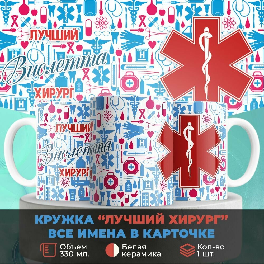 Кружка Виолетта лучший хирург, 330мл