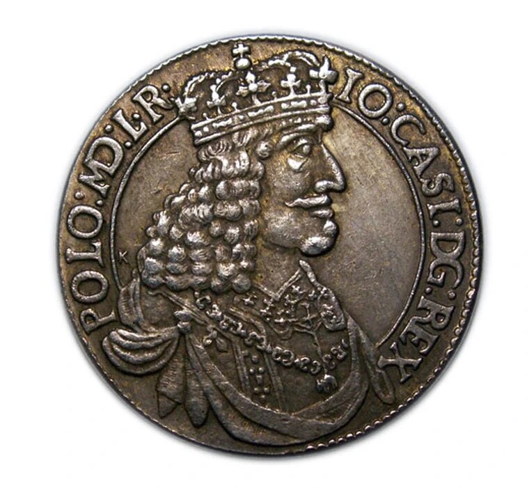 1/2 талера 1650 года короля Яна II Казимира Ваза сувенирная копия серебряной монеты монеты, нумизматика, деньги для коллекции