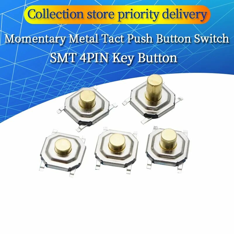 50 шт. металлические тактовые кнопки Liludin Momentary Metal Tact Push Button Switch H 1.7MM