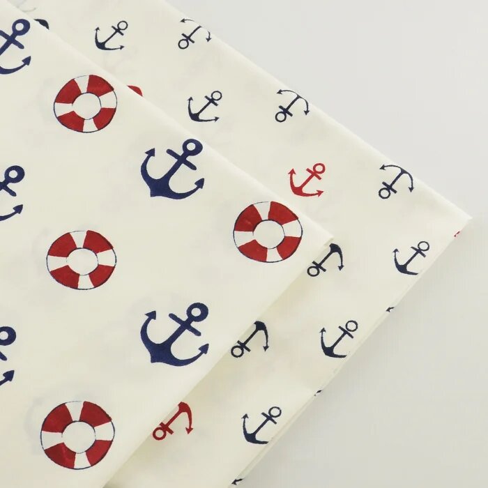 Хлопковая ткань Booksew Анкара 2 шт, якорь, жировая четверть Белый, 168