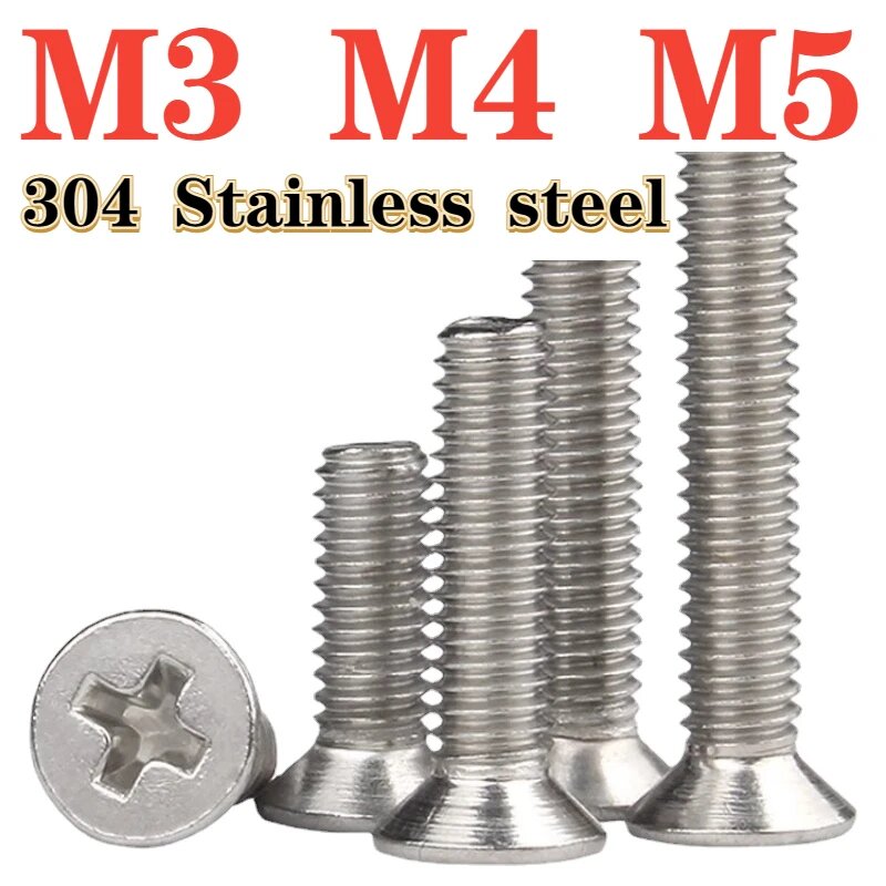 Винты нержавеющая сталь М3 М4 М5 с потайной головкой 5/10/20/30/50 шт M4x50-5Pcs