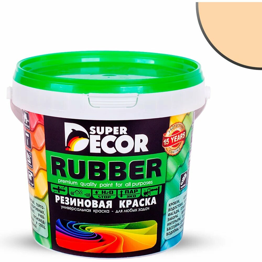 Резиновая краска SUPER DECOR №19 Слоновая кость, 1 кг, пластиковый