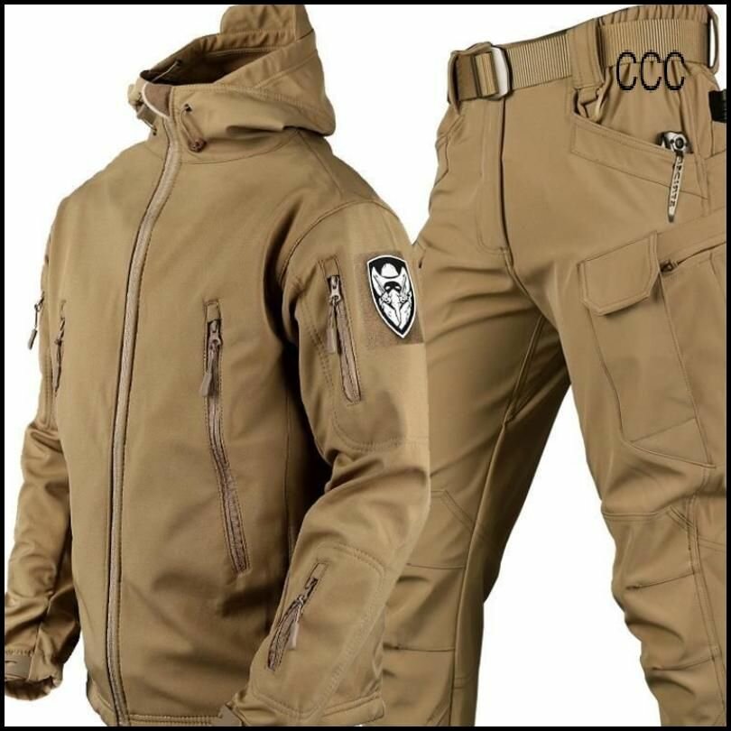 Осенне-зимний мягкий теплый костюм из акульей кожи для мужчин и женщин, одинаковая верхняя одежда, камуфляжная тренировочная одежда спецназа