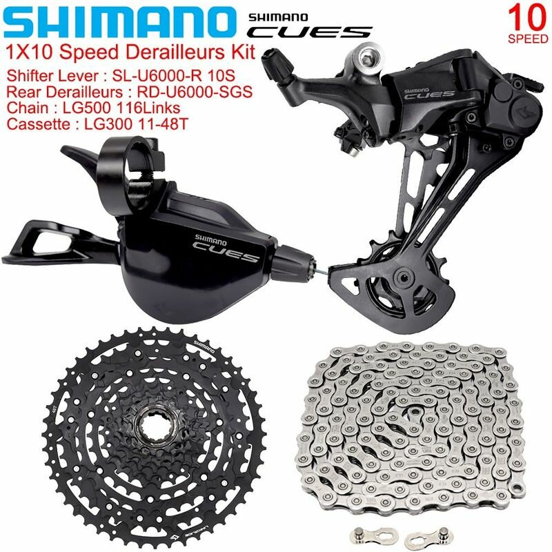 Shimano Cues U6000, группа 1x10, переключение SL-R/RD (Без окном), кассета CS-LG300 11-48T, цепь CN-LG500 116L, Комплект для переключения скоростей велосипеда(набор из 4 шт.)