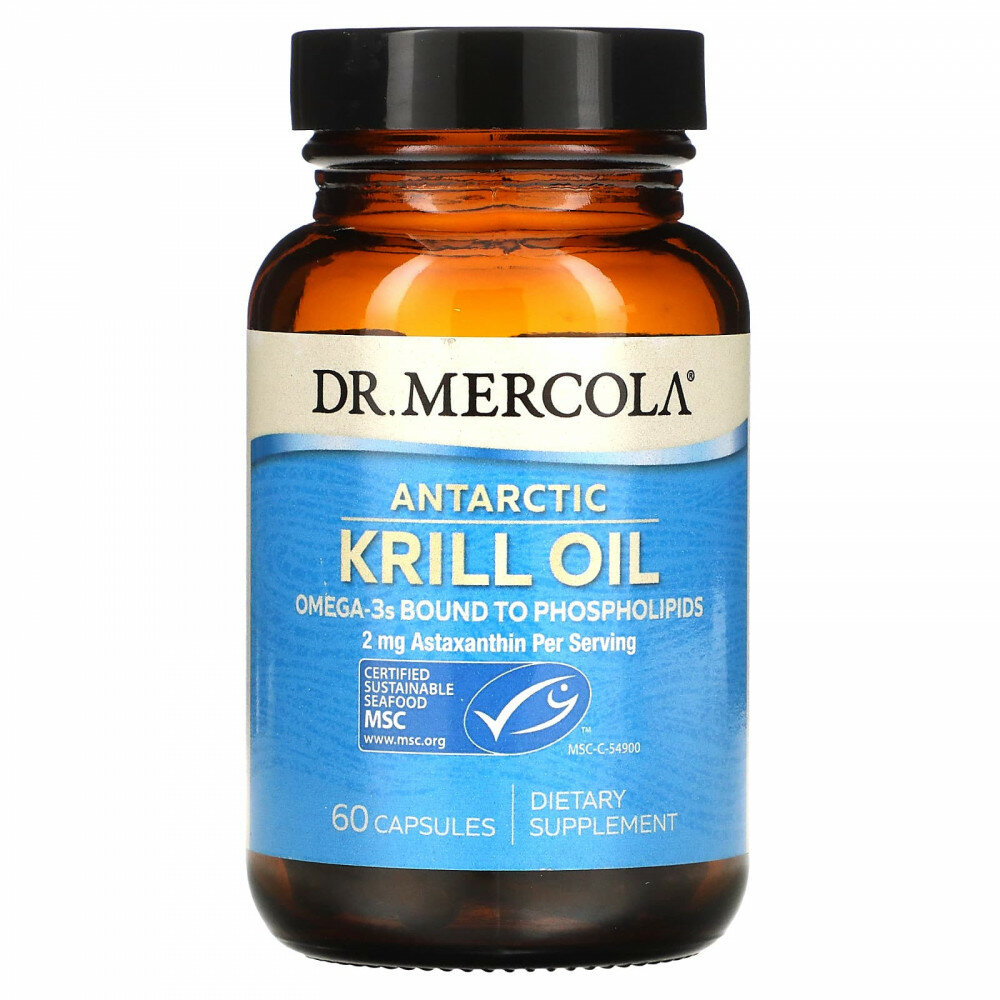 Dr. Mercola, масло антарктического криля, 60 капсул