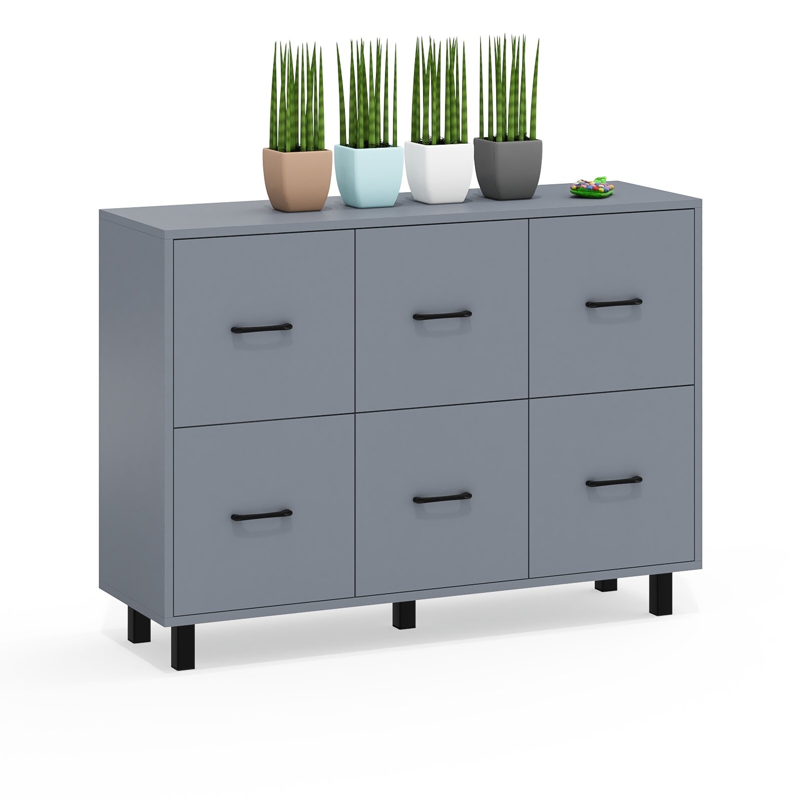 Комод РВК 127-1204 6-ть ящиков, цвет графит, ШхГхВ 120,4х37,4х87 см.