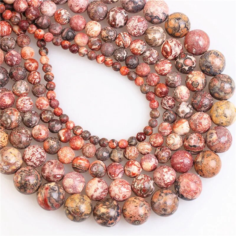 Красный леопард яшма бусины 4/6/8/10/12 мм 8mm x (46-48pcs)