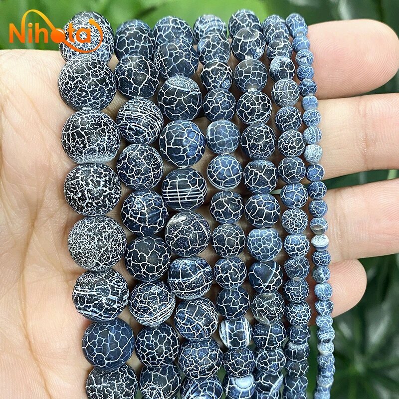 Frost Crab черные агаты "вены дракона" бусины 4/6/8/10/12/14 мм 10mm-about 36pcs