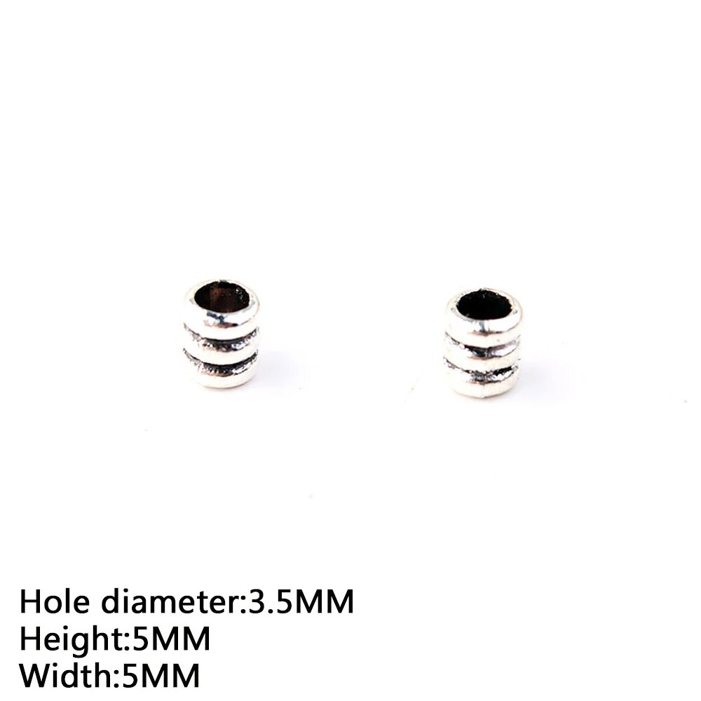 Бусины для бороды 5 мм, серебристый цвет, Hole diameter:3.5MM