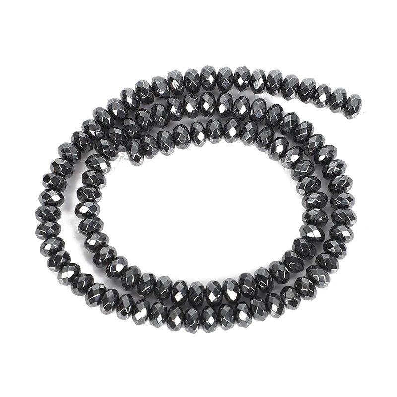 Черные гематитовые бусины 4/6/8/10 мм 4x3mm- about 132pcs