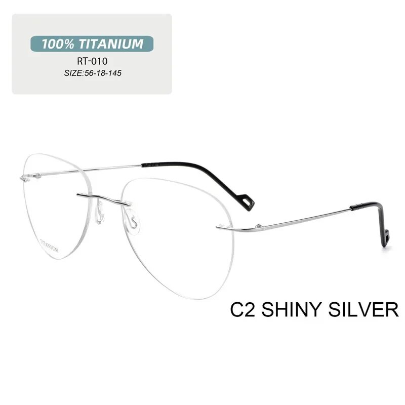 Сента титановые очки для чтения без оправы синие SLIVER, Серебряный, -100