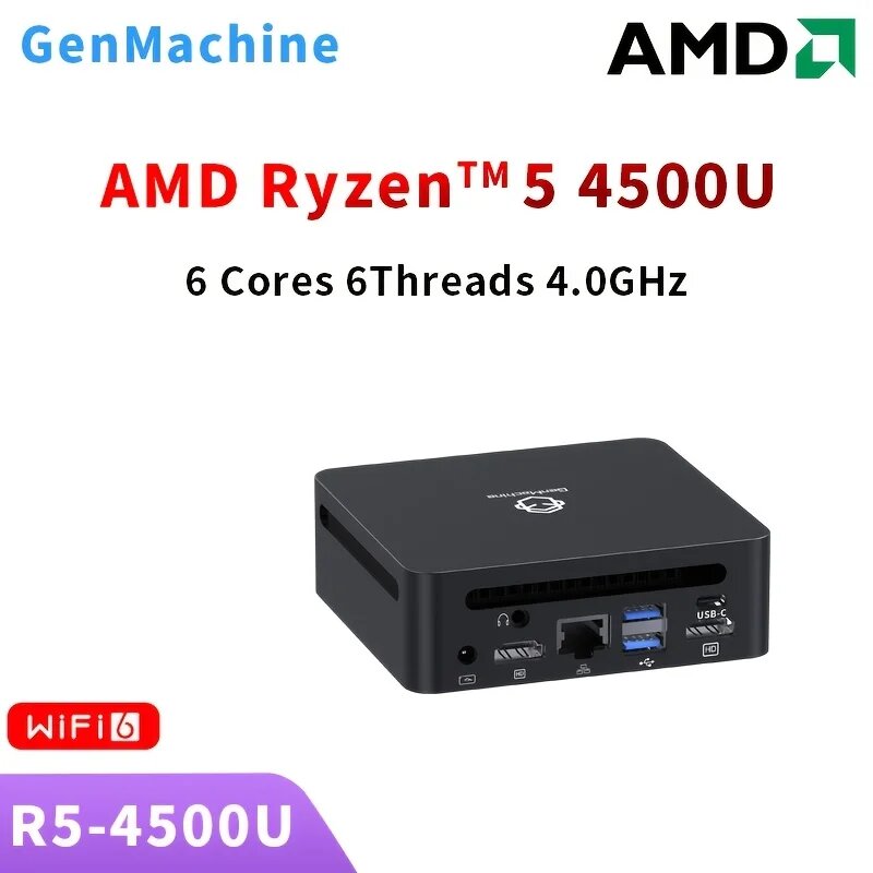 GenMachine Мини-ПК Ryzen 4300U-5600U WiFi6 WiFi 6 NO RAM NO SSD, Ryzen 3 5300U, ЕС