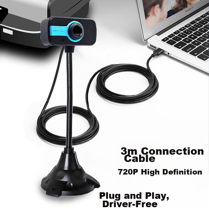 Jixuan C201 720P HD Live Streaming Webcam with Facial Recognition, for Hotels, Real-Name Driving School Exams, Video Conferences, Online Classes, Home Use, Laptop And Desktop USB Plug-And Microphone