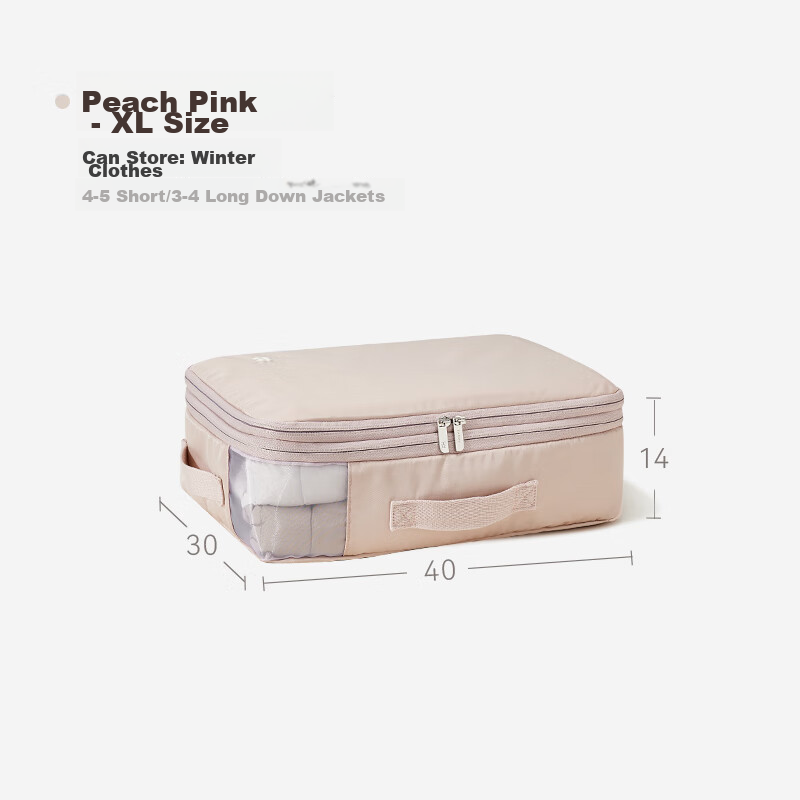 EACHY down Jacket Storage Bag, Travel Clothes Storage Bag, Compressed Quilt Four-Piece Set, Luggage-Specific - Peach Pink XL