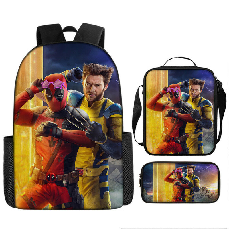 Рюкзак школьный + сумка через плечо + пенал-3 и 1 Сумка школьная мальчика для девочки подарок- Deadpool