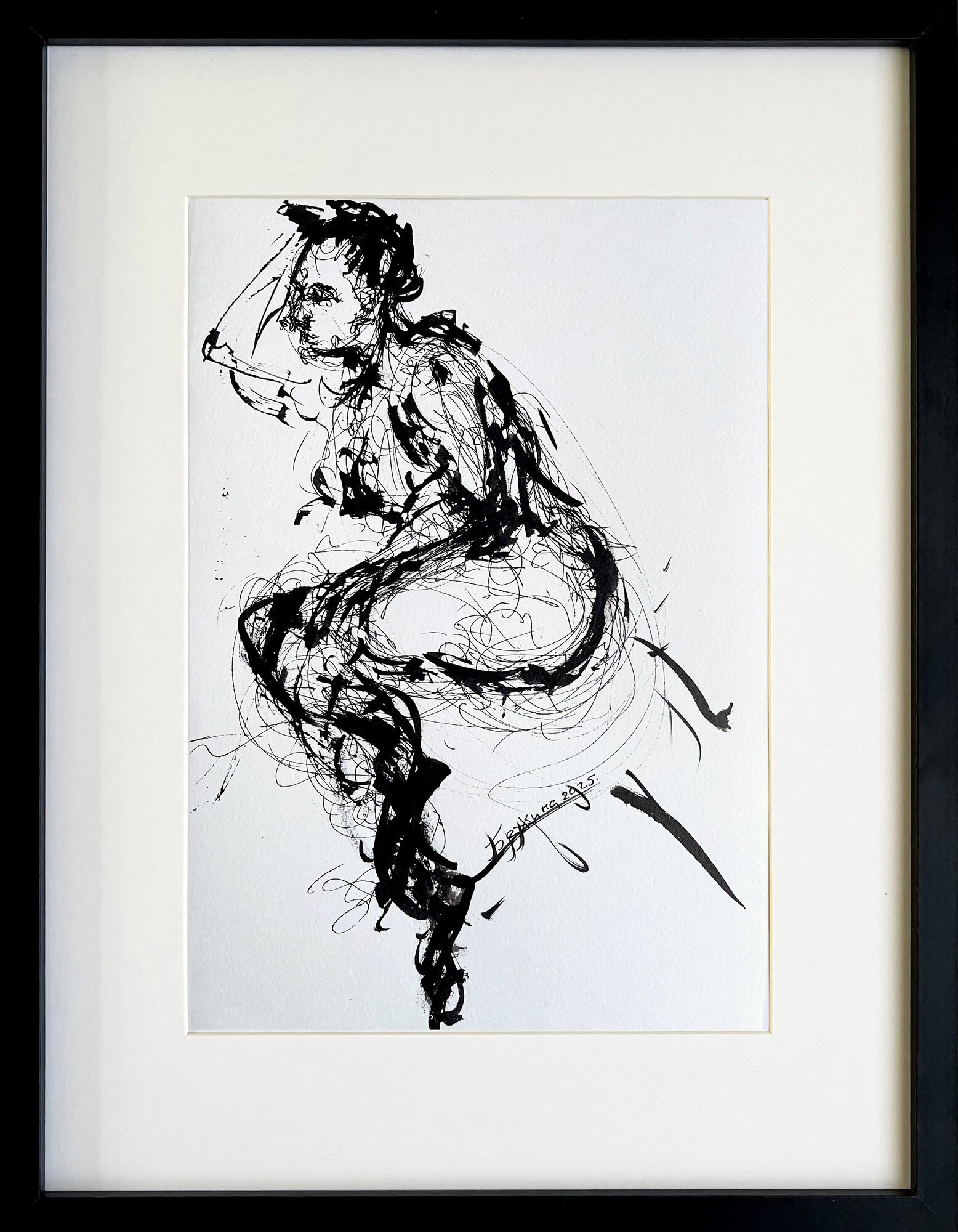 Картина на стену 42х32 см обнажённая девушка ню Размышление, художник Ольга Бежина, акварель, бумага