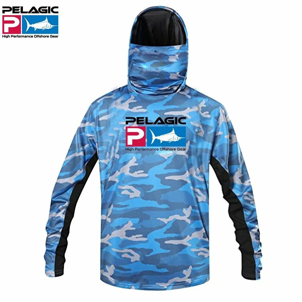 Pelagic Джерси мужская для рыбалки с капюшоном с принтом Точки, рыболовный лонгслив летний солнцезащитный