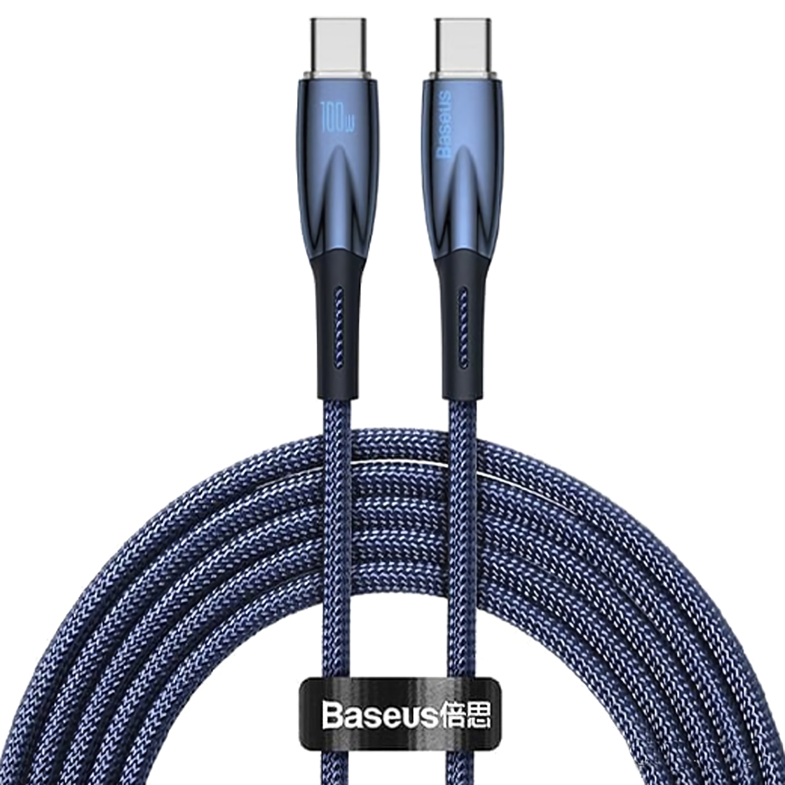 Кабель Baseus Glimmer Series Fast Charging Data Cable Type-C to Type-C 100W 1m Blue (CADH000703)