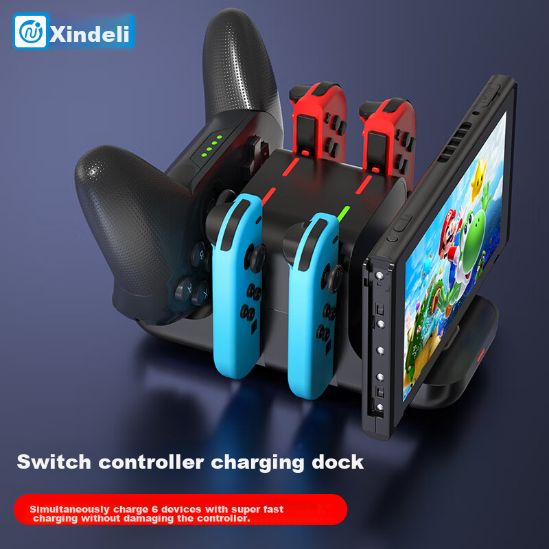 NEWDERY Switch Controller Charging Dock, Joycon Charger, NS Base, OLED Game Console Stand, Lite Seat, Pro Game Controller Accessories