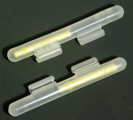 Светлячки рыболовные Ocean Sun-M с клипсами 2.0-2.6 мм в упаковке 2 шт диаметр 4.5 мм длина 49 мм желтый цвет видимость 30 м