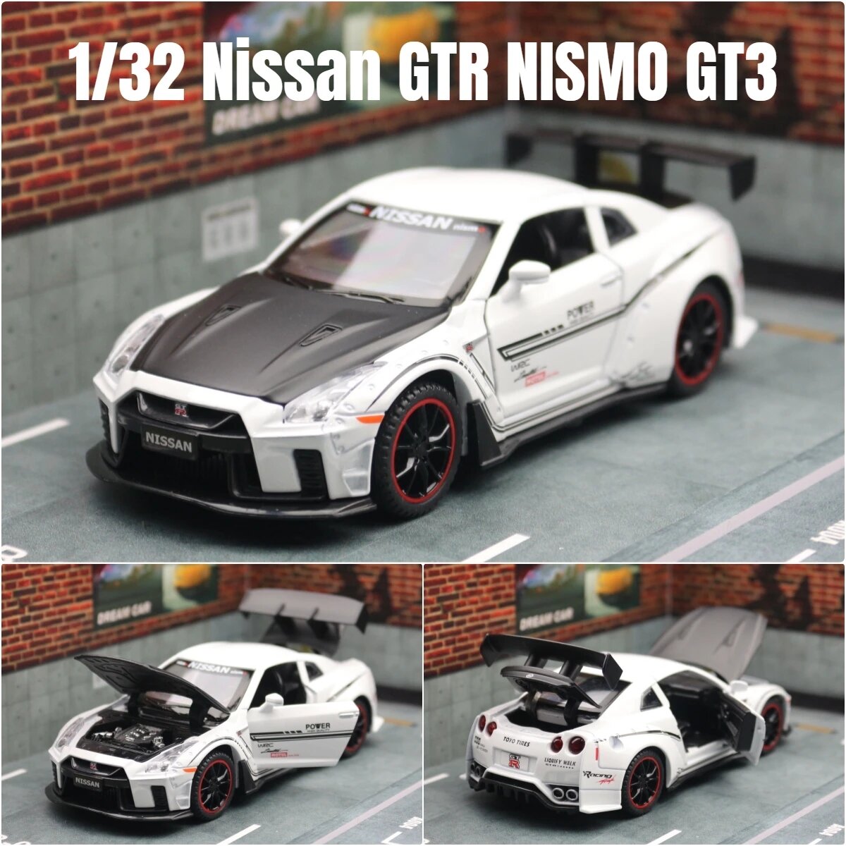Гоночная модель Nissan Skyline GTR R35 Nismo GT3 1/32 Белый, Nissan GTR Nismo GT3