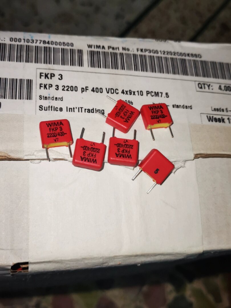 Пленочные конденсаторы WIMA FKP3 Series 400v 2200PF/222/2N2 MKP Audio Crossover Film Capacitors PCM7.5 10шт цена