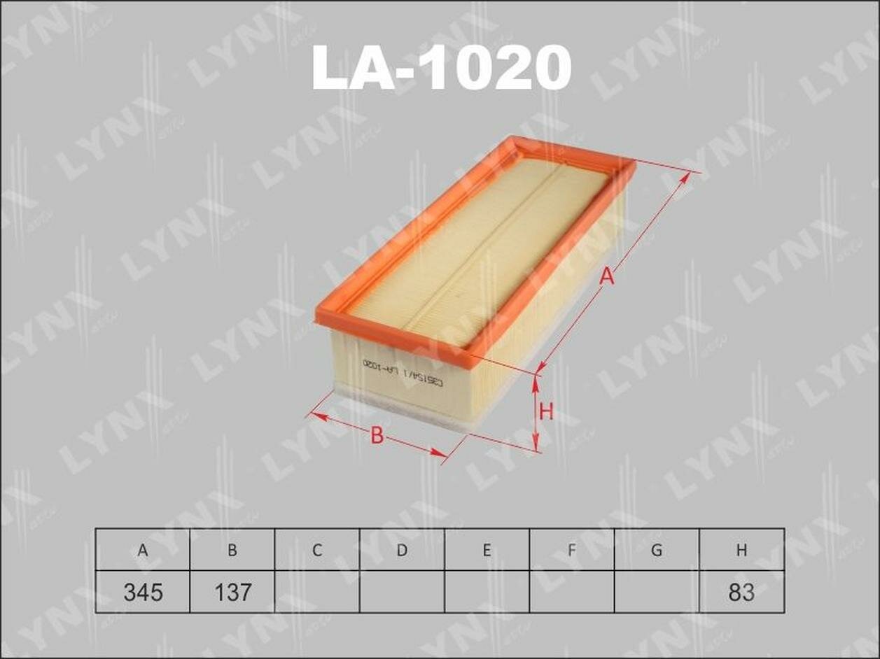 Фильтр воздушный для автомобилей LYNXauto LA1020 (запчасти и расходники)