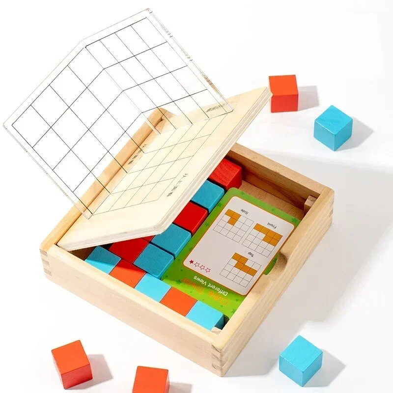 Деревянный кубик для развития мышления Three View Set, 3-6 лет