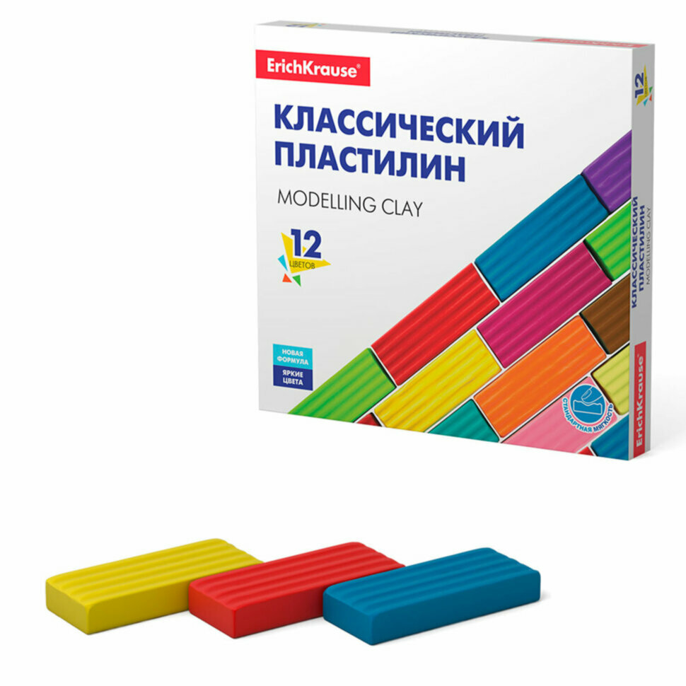 Пластилин классический ERICH KRAUSE, 12 цветов, 192 г, 50558, 106456