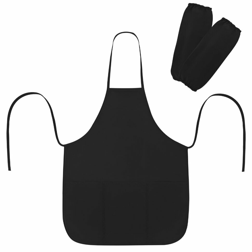 Фартук с нарукавниками для уроков труда пифагор, 3 кармана, уменьшенный размер, 39х49 см, черный, 273751, 273751