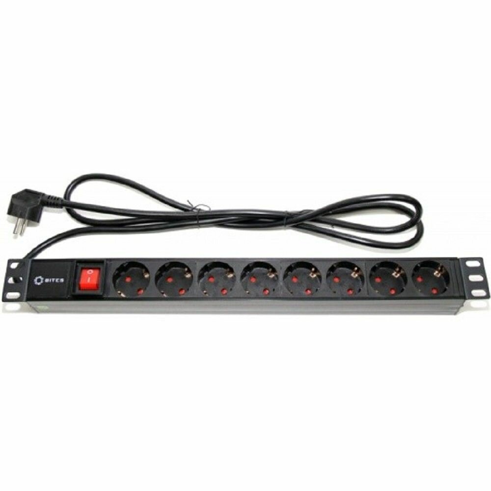 5bites PDU819P-01 Блок розеток 8S PVC SWITCH 1U 19 2Mx3Gx1.5MM2 VDE
