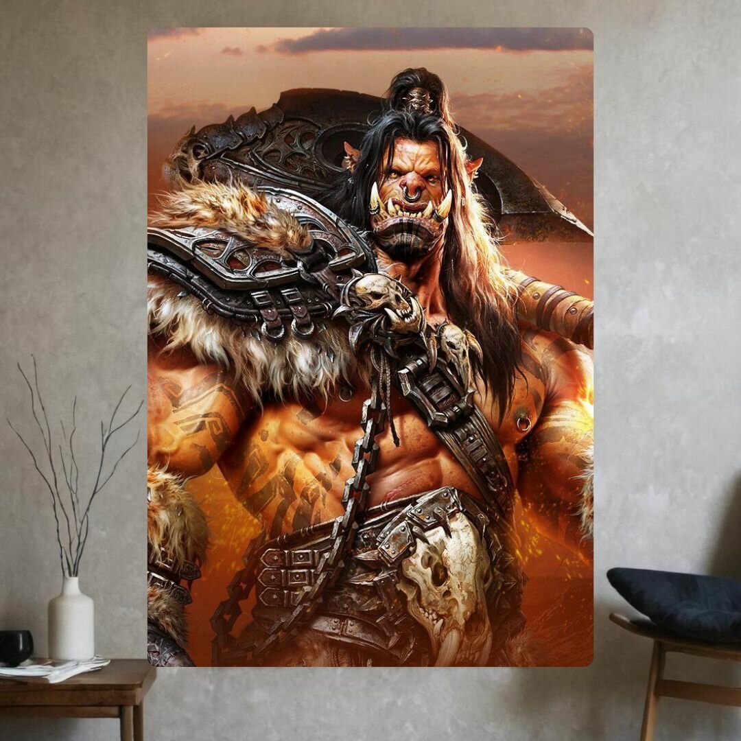 Картина на металле (World of Warcraft) Громмаш Адский Крик,20*30см